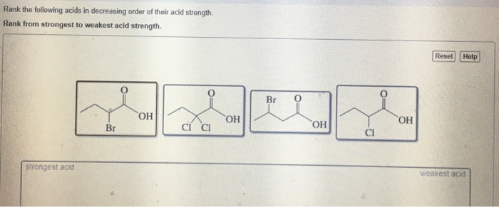 Solved Rank the following acids in decreasing order of their | Chegg.com