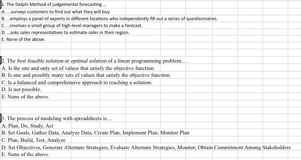 Solved 1 The Delphi Method Of Judgemental Forecasting 9722