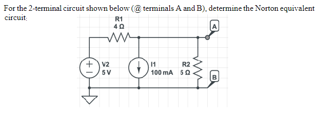 Solved For the 2-terminal circuit shown below (@terminals A | Chegg.com