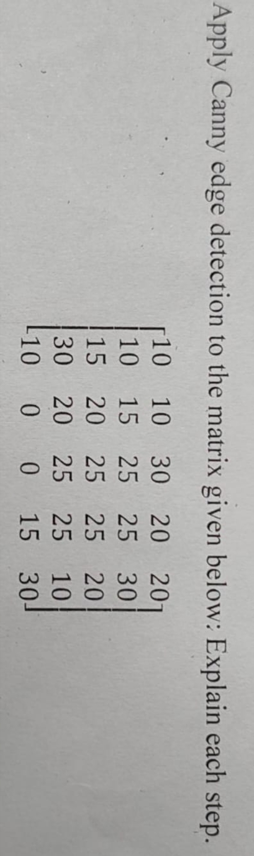 Solved Apply Canny edge detection to the matrix given below: | Chegg.com