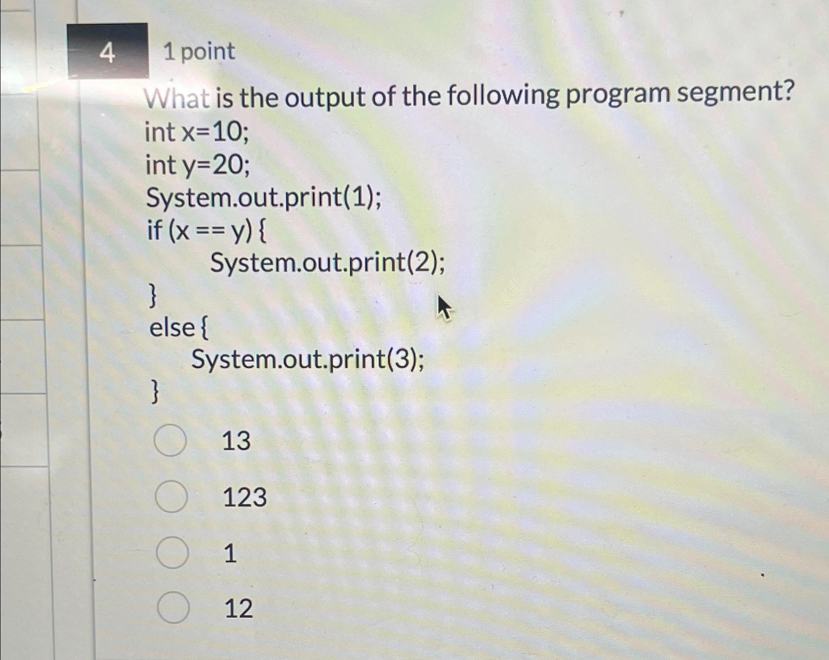 Solved 41 ﻿pointWhat is the output of the following program | Chegg.com