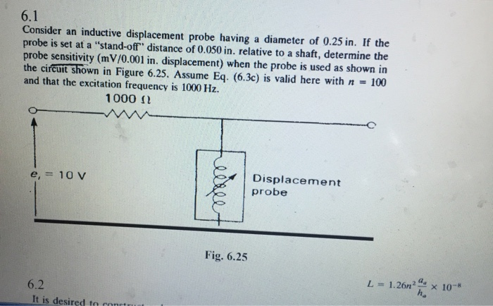 Solved 6.1 Consider an inductive displacement probe having a | Chegg.com
