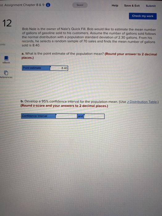 Solved st. Assignment Chapter 8 & 9 Saved Help Save & Exit | Chegg.com