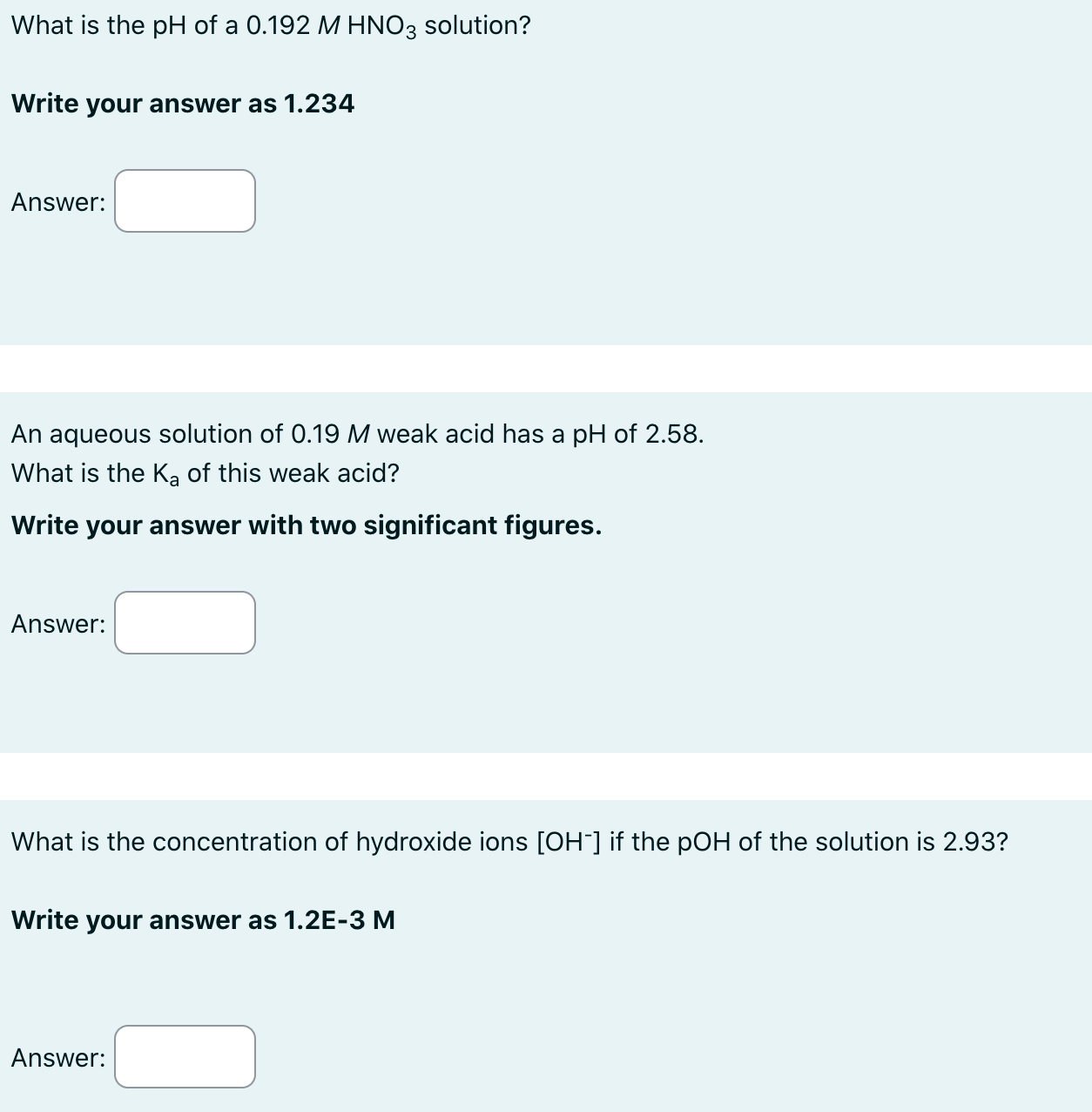 Solved What is the pH ﻿of a 0.192MHNO3 ﻿solution?Write your | Chegg.com