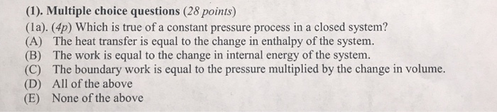 Solved (1). Multiple choice questions (28 points) (la). (4p) | Chegg.com