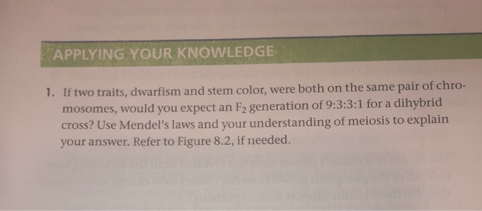 Solved APPLYING YOUR KNOWLEDGE 1. If two traits, dwarfism | Chegg.com