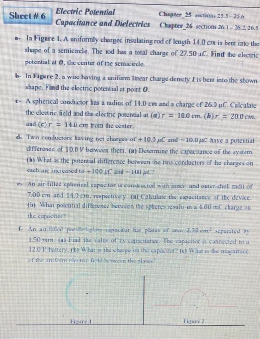 Solved Electric Potential Sheet #6 Chapter 25 sections 25.5 | Chegg.com