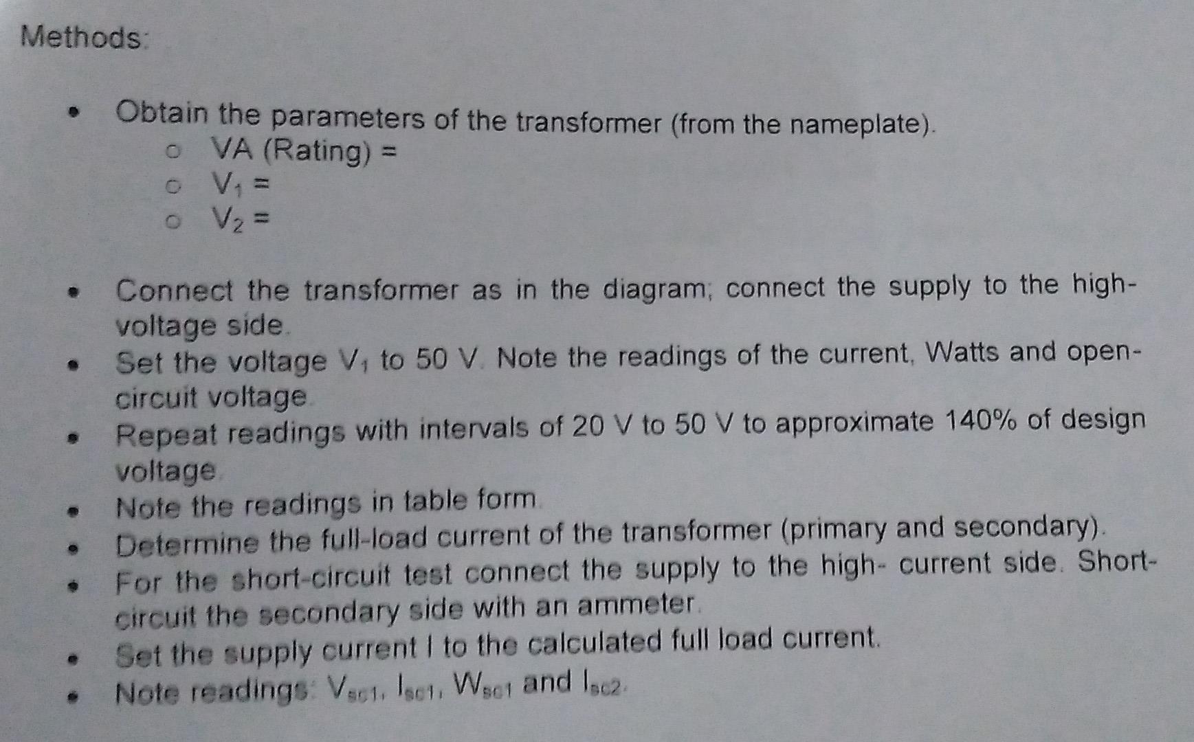 Experiment 2: No-Load (Open - circuit) Test and | Chegg.com