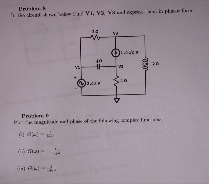 Solved Problem 8 In the circuit shown below Find V1, V2, V3 | Chegg.com