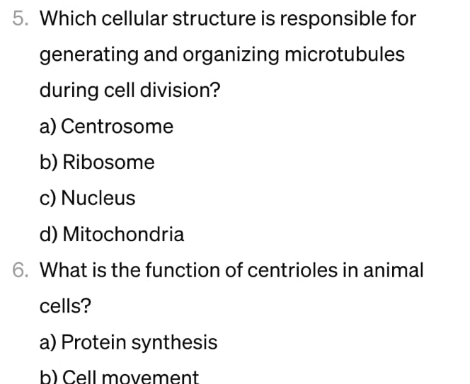 Solved Which cellular structure is responsible for | Chegg.com