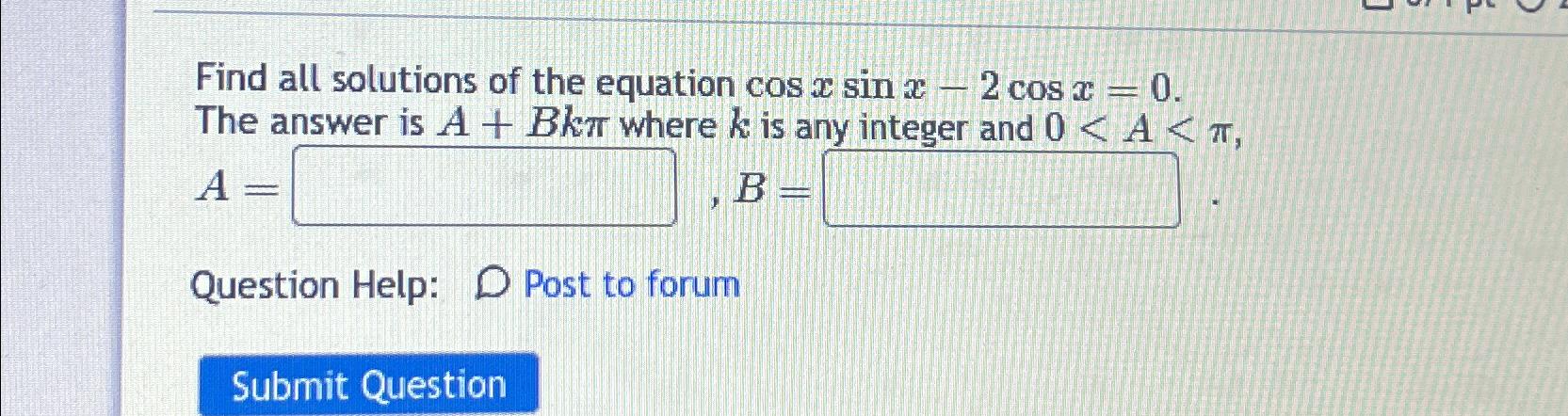 Solved Find all solutions of the equation | Chegg.com