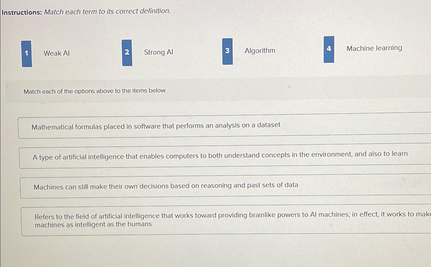 Solved Instructions: Match each term to its correct | Chegg.com