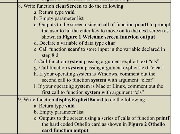 Solved 8. Write function clearScreen to do the following a. | Chegg.com