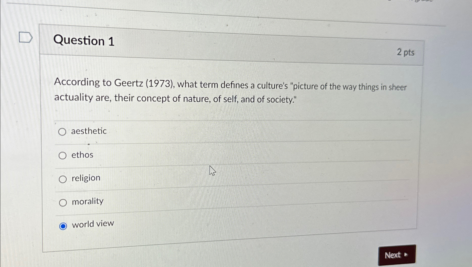Solved Question 12 ﻿ptsAccording to Geertz (1973), ﻿what | Chegg.com