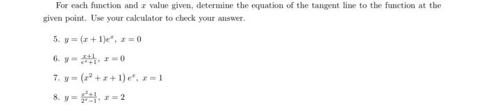 Solved For each function and x value given, determine the | Chegg.com