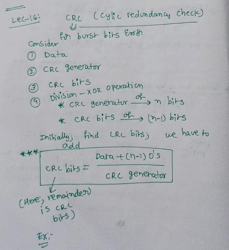 Solved Lec-16: CRC (cylic redundancy check) ( for burst bits | Chegg.com