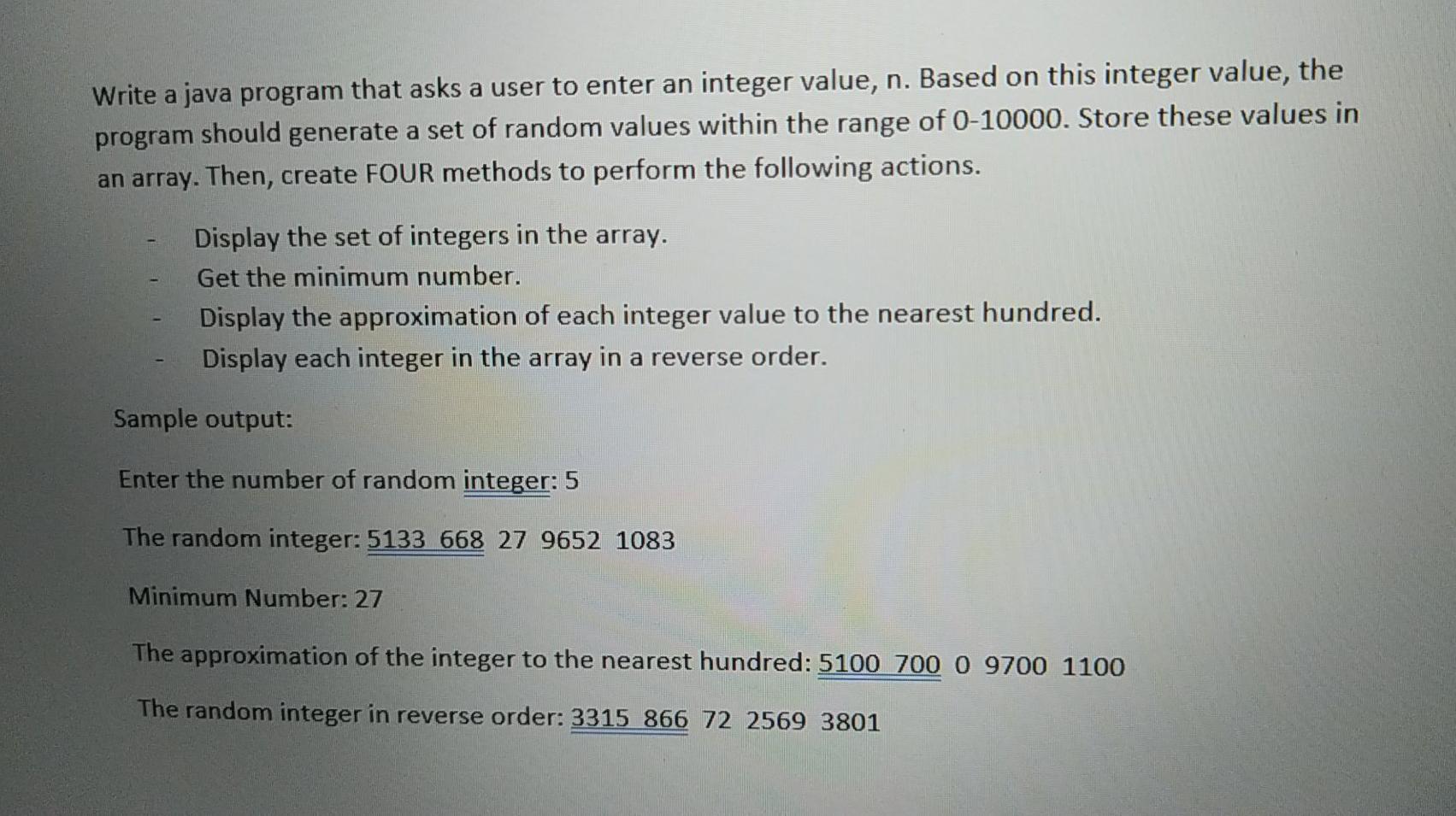 Solved Write a java program that asks a user to enter an | Chegg.com