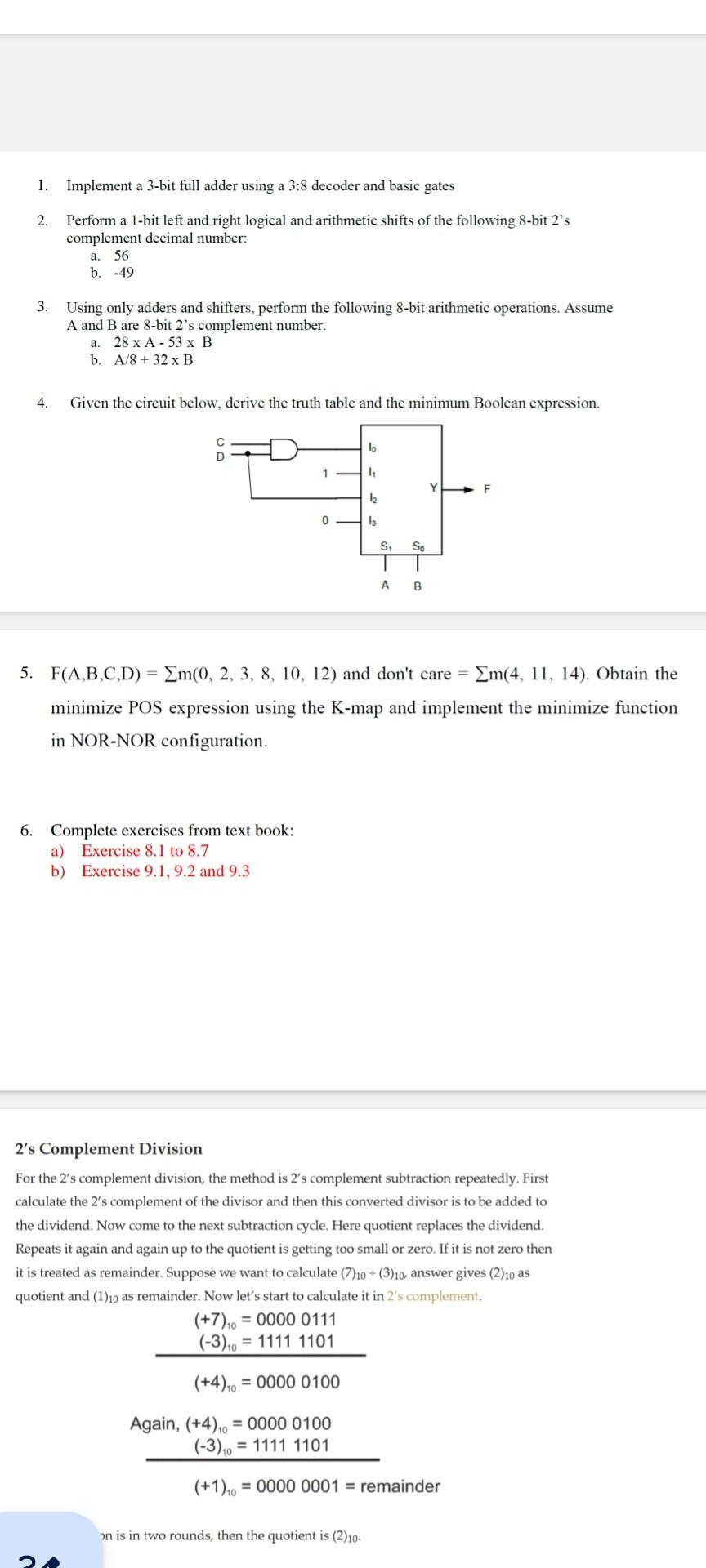 Solved 1. Implement a 3-bit full adder using a 3:8 decoder | Chegg.com