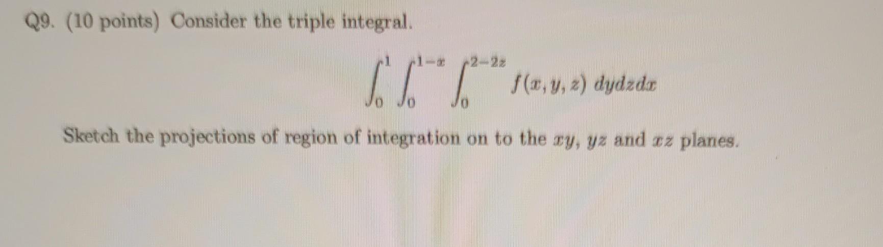 Solved Q9. (10 points) Consider the triple integral. | Chegg.com