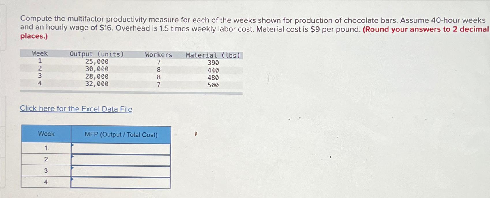 Solved Compute the multifactor productivity measure for each | Chegg.com