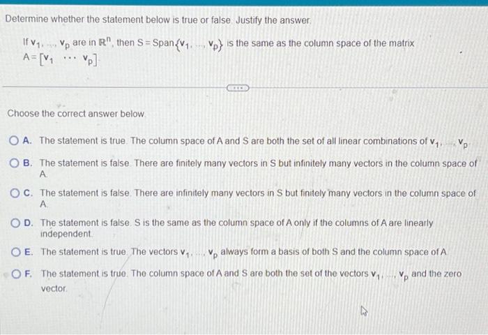 Solved Determine whether the statement below is true or | Chegg.com