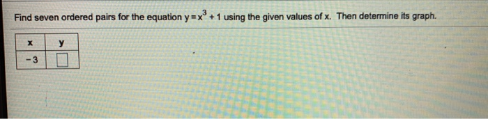 Solved Find seven ordered pairs for the equation y=x + 1 | Chegg.com