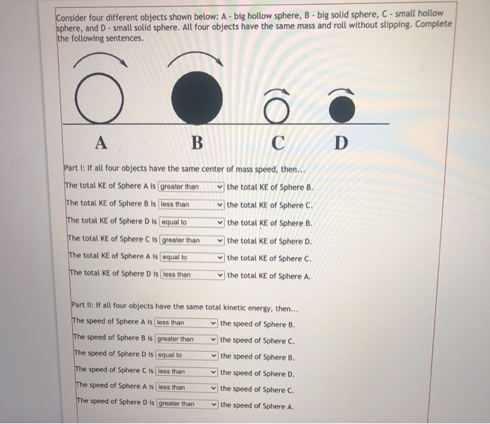 Solved Consider four different objects shown below: A - big | Chegg.com