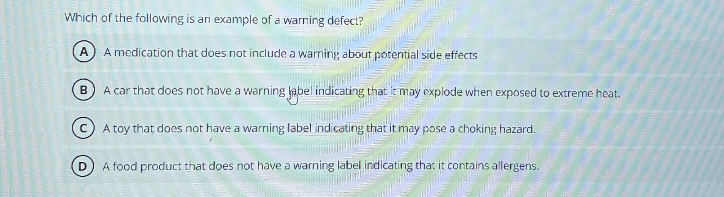 Solved Which of the following is an example of a warning | Chegg.com