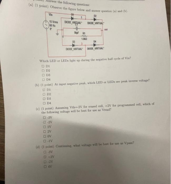 Solved the following questions: Which LED or LEDs light up | Chegg.com