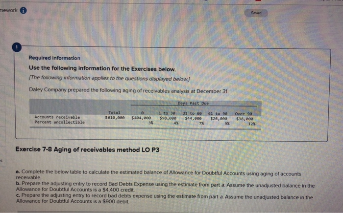 Solved mework ( Required information Use the following | Chegg.com Solved mework ( Required information Use the following | Chegg.com
