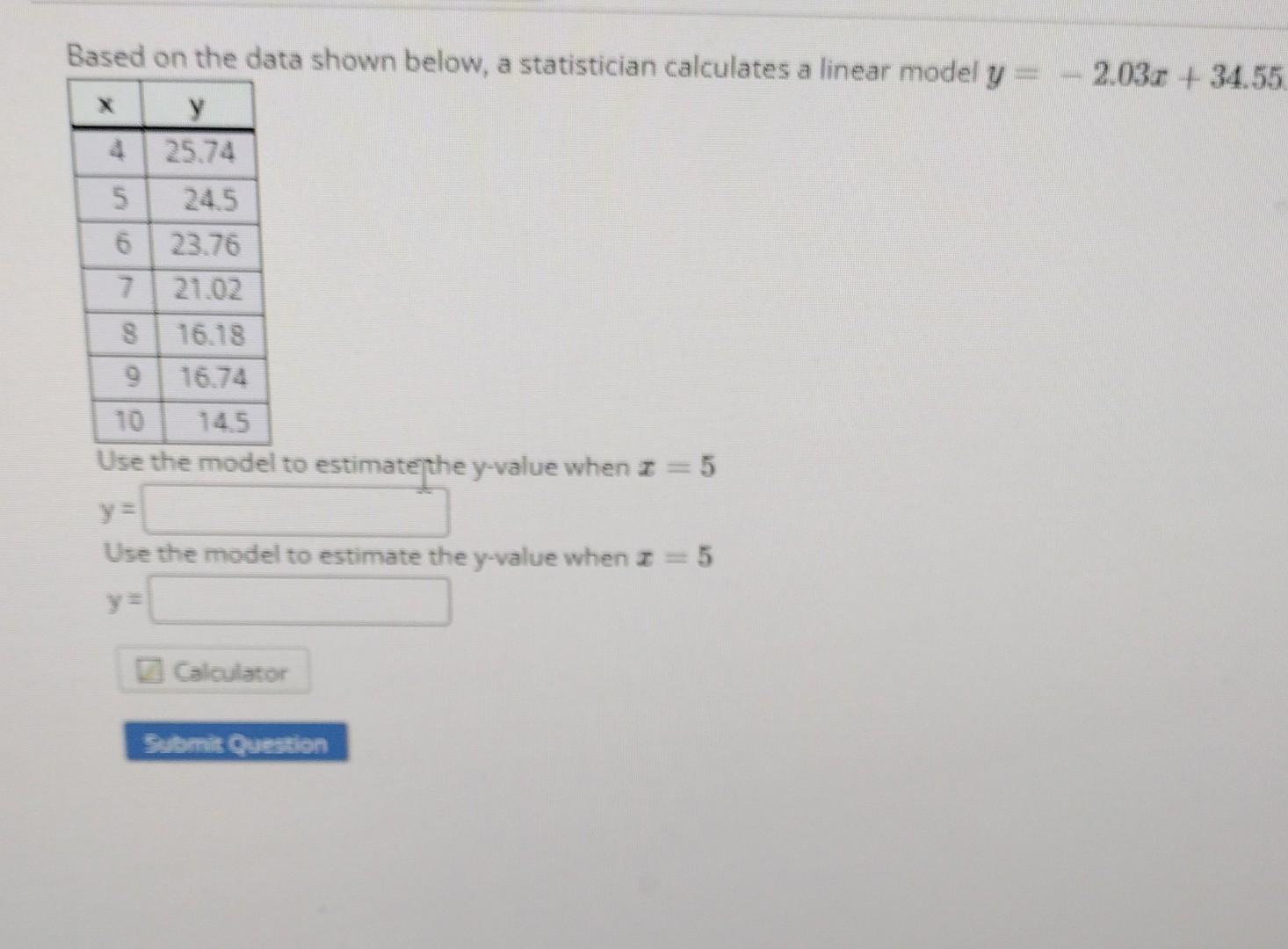 Solved Based on the data shown below, a statistician | Chegg.com
