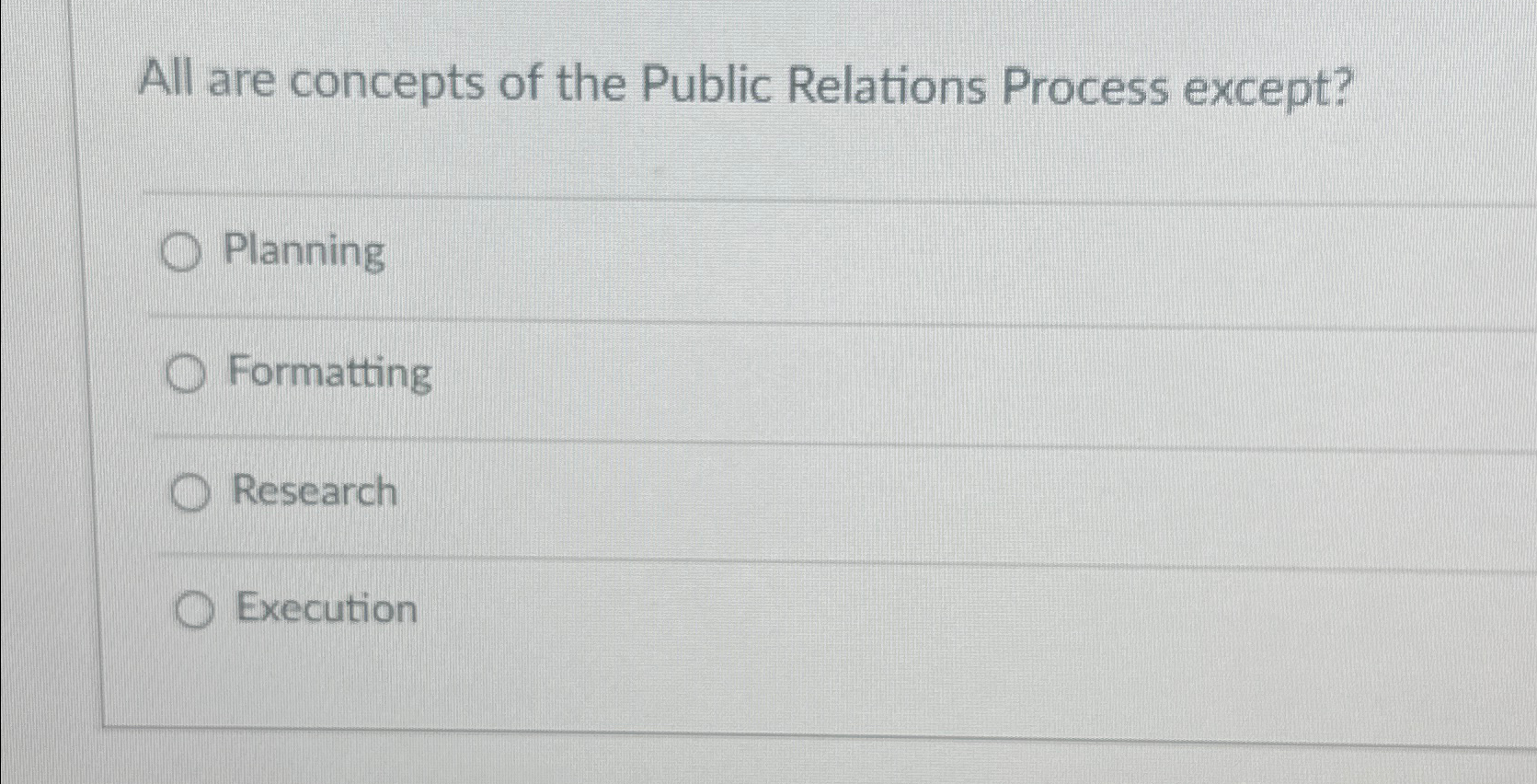 Solved All are concepts of the Public Relations Process | Chegg.com