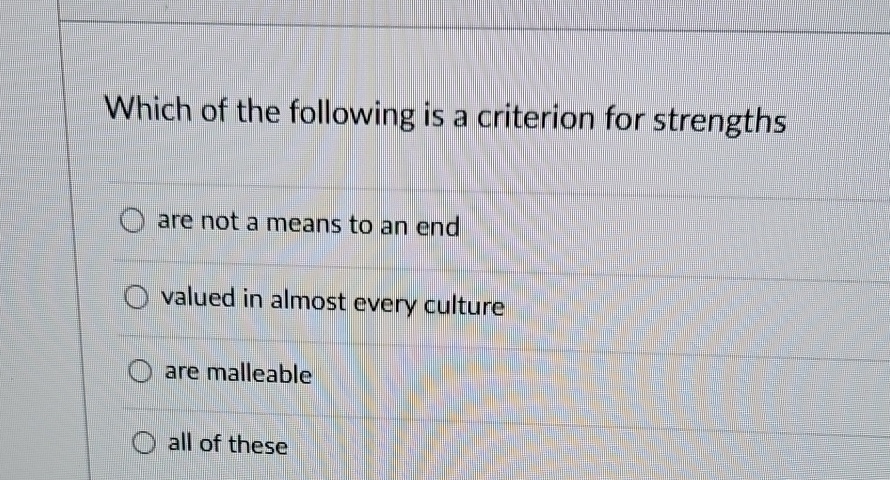 Solved Which of the following is a criterion for | Chegg.com