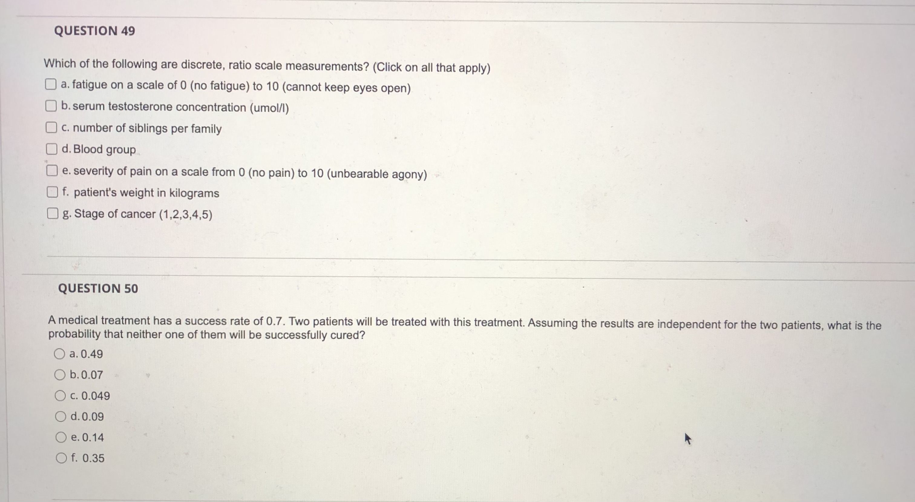 Solved QUESTION 49Which of the following are discrete, ratio | Chegg.com