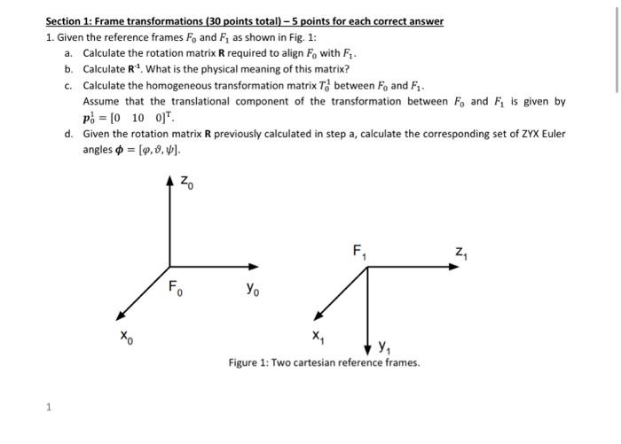 Solved Section 1: Frame transformations ( 30 points total) | Chegg.com