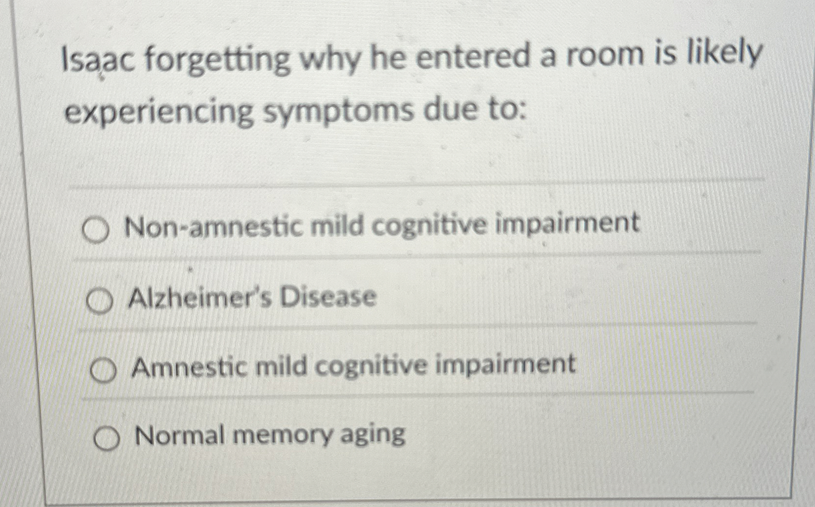 Solved Isaac forgetting why he entered a room is | Chegg.com