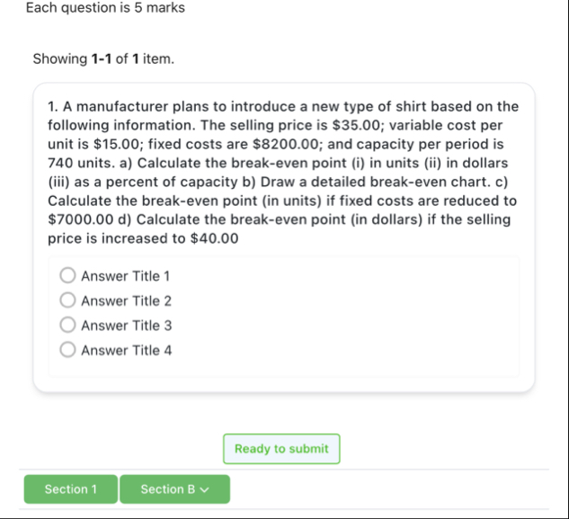 Solved Each question is 5 ﻿marksShowing 1-1 ﻿of 1 ﻿item.A | Chegg.com