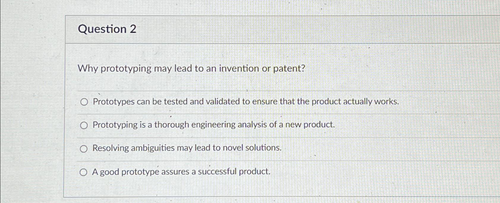 Solved Question 2Why prototyping may lead to an invention or | Chegg.com