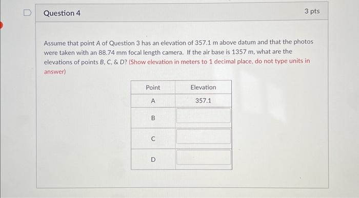 Solved Calculate the elevations of points A through D of | Chegg.com