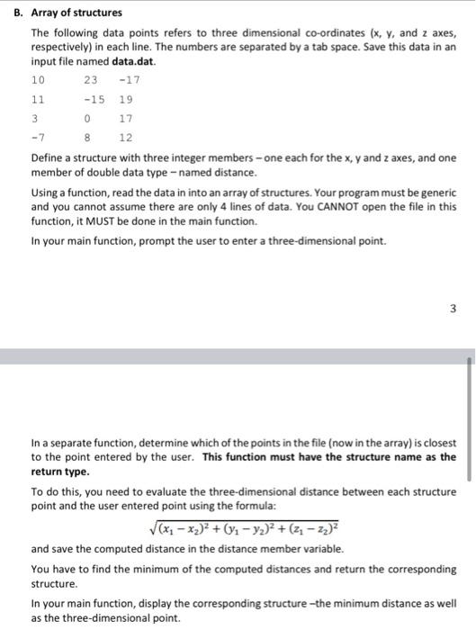 Solved 23 11 3 17 B. Array of structures The following data | Chegg.com
