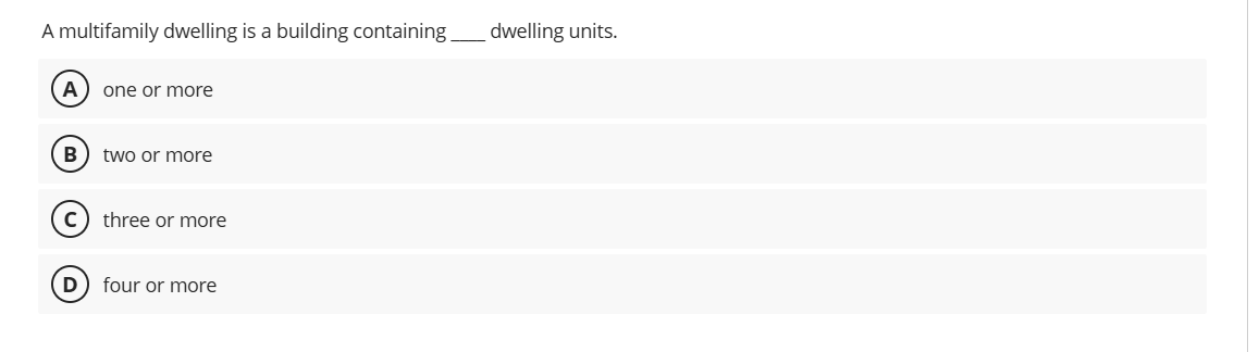 Solved A multifamily dwelling is a building containing | Chegg.com