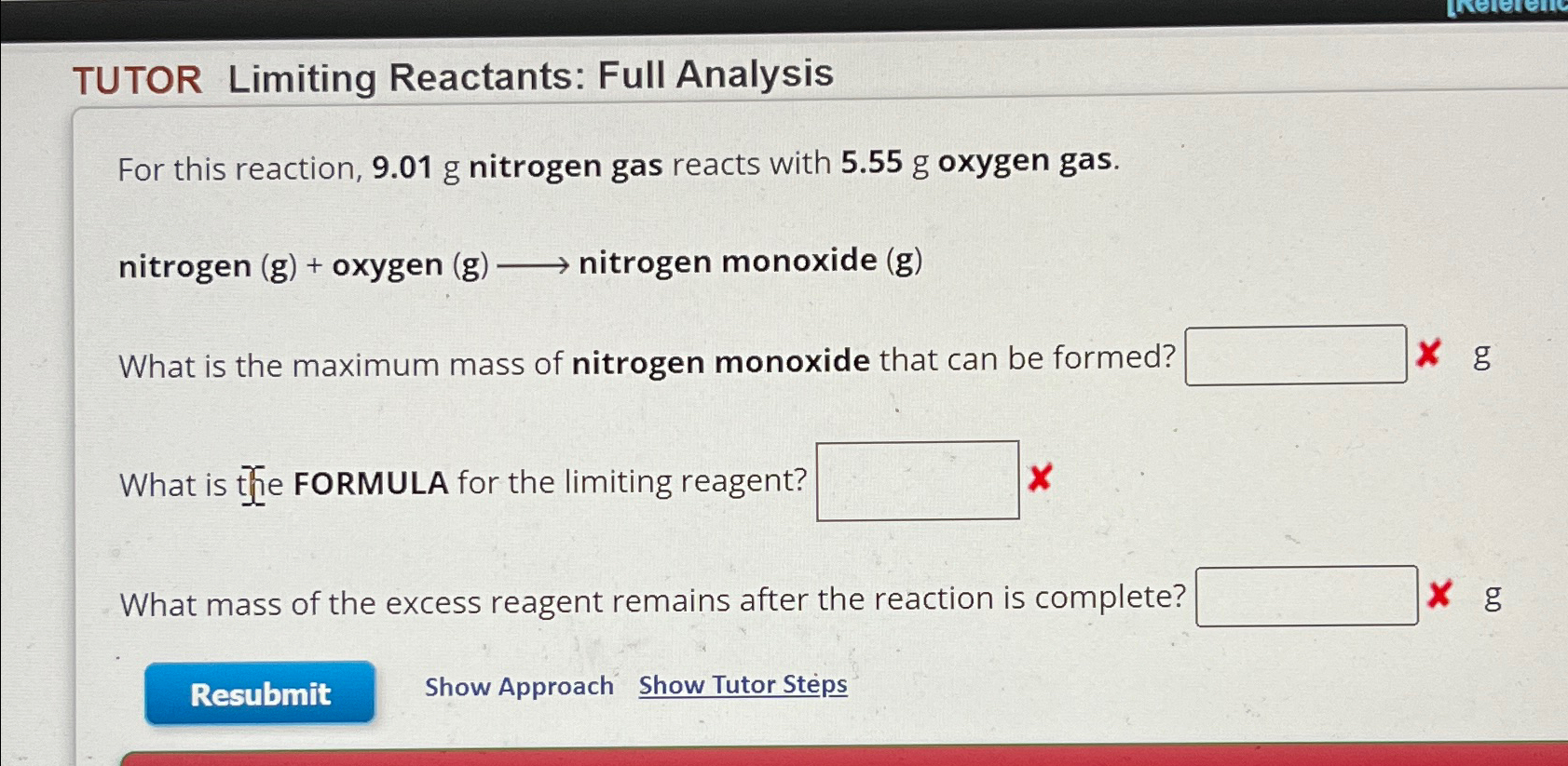 Solved TUTOR Limiting Reactants: Full AnalysisFor this | Chegg.com