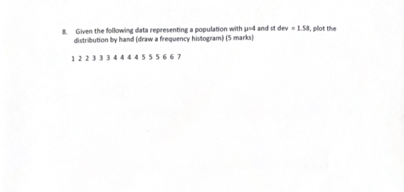 Solved Given the following data representing a population | Chegg.com