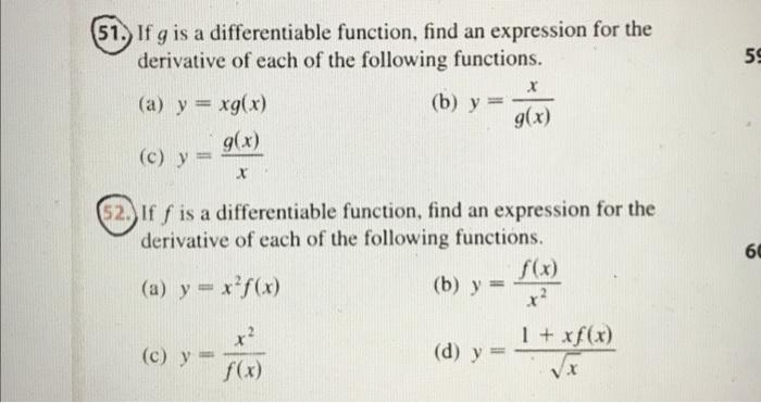 Solved 51. If g is a differentiable function, find an | Chegg.com