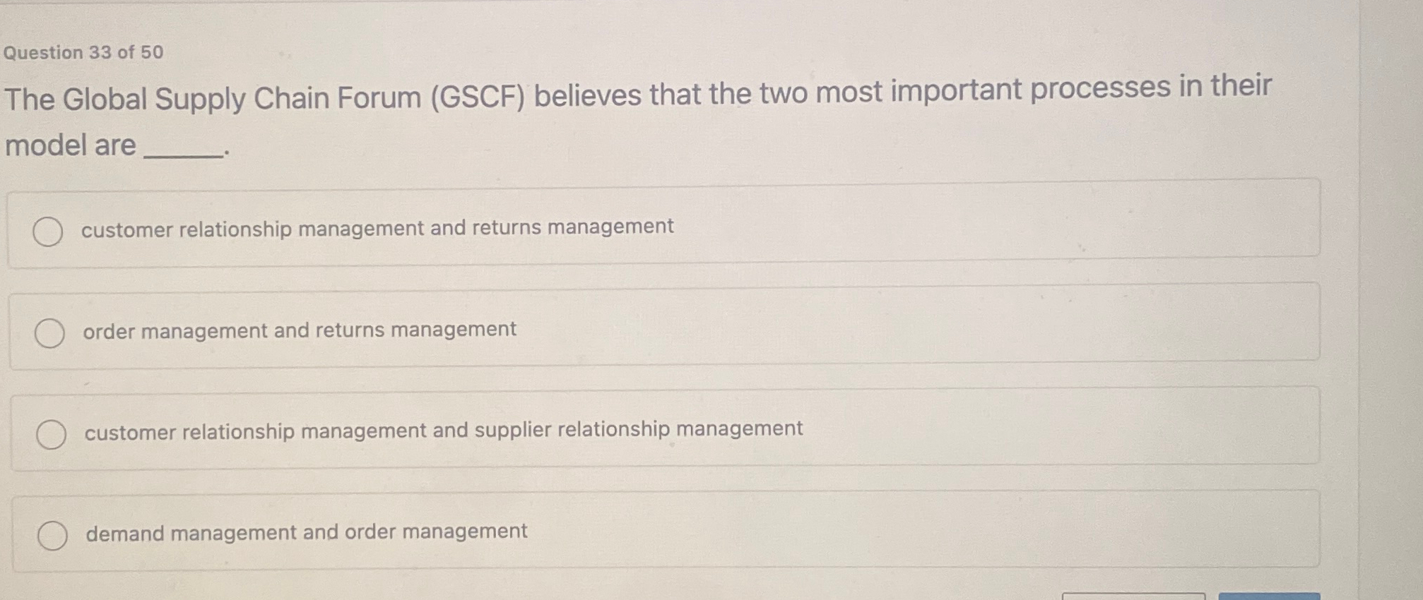 Solved Question 33 ﻿of 50The Global Supply Chain Forum | Chegg.com
