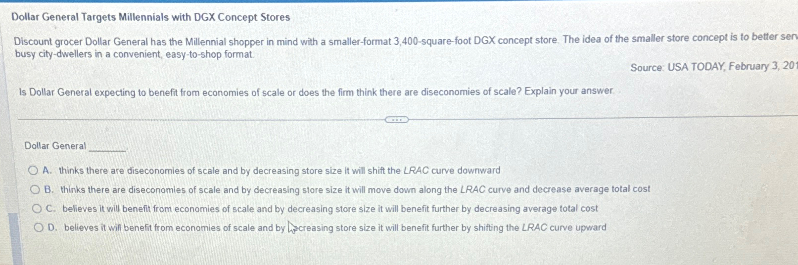 Solved Dollar General Targets Millennials with DGX Concept | Chegg.com