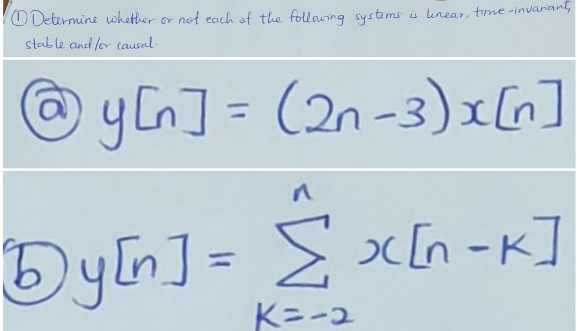 Determine whether or not each of the following system | Chegg.com