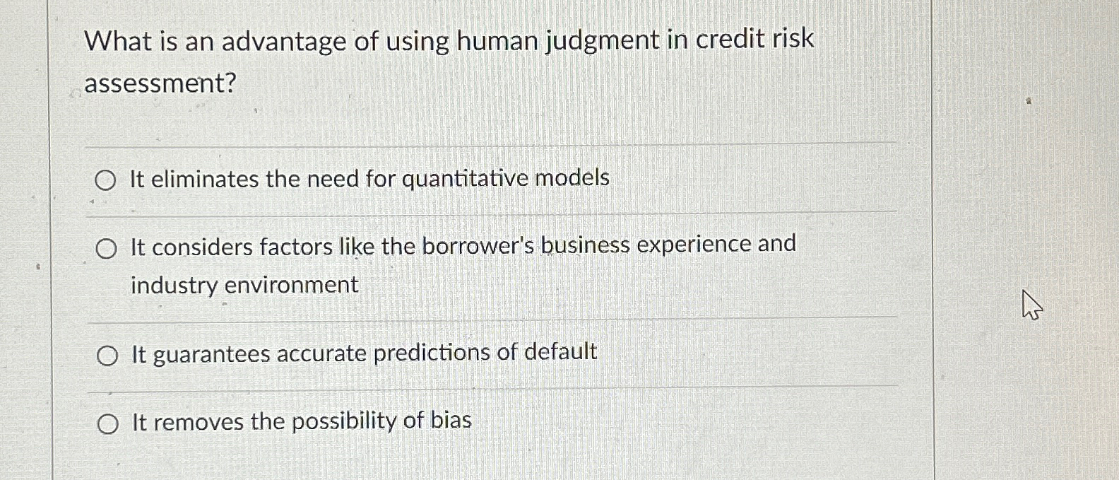 Solved What is an advantage of using human judgment in | Chegg.com
