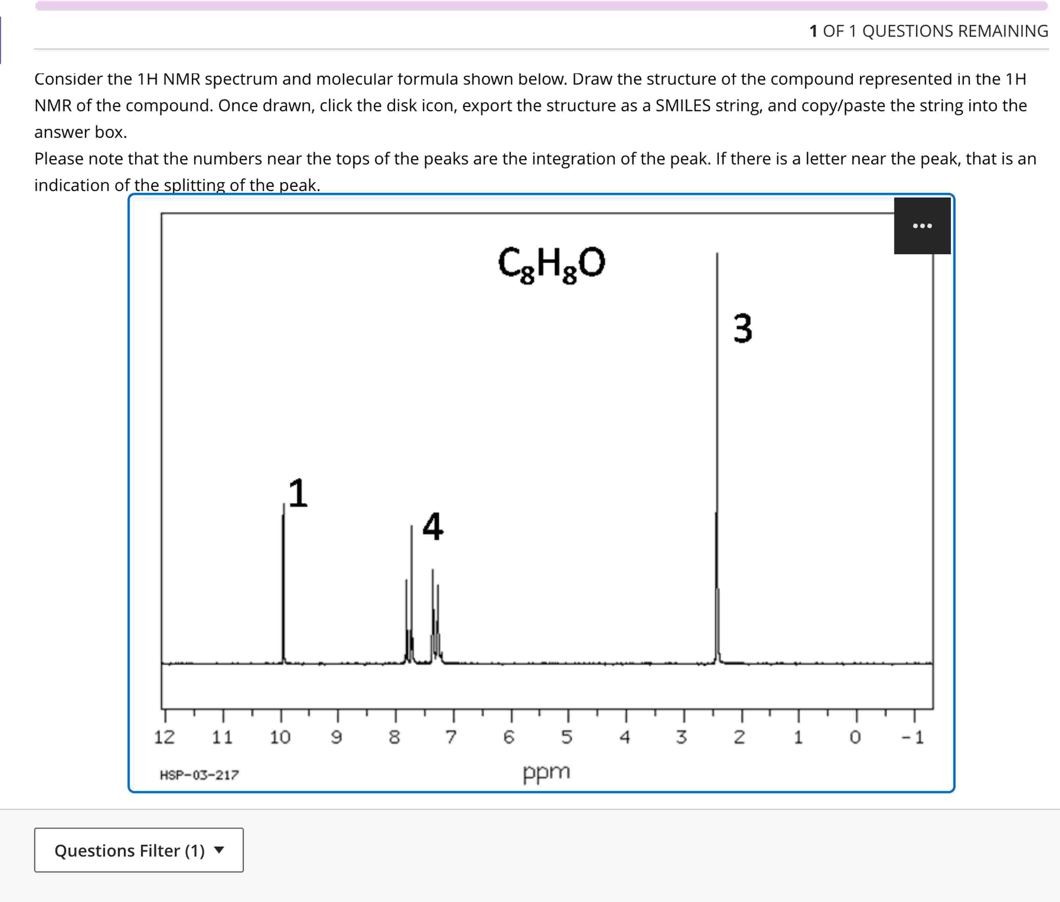 Solved Consider the 1H NMR spectrum and molecular formula | Chegg.com