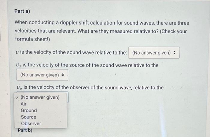 Solved When conducting a doppler shift calculation for sound | Chegg.com